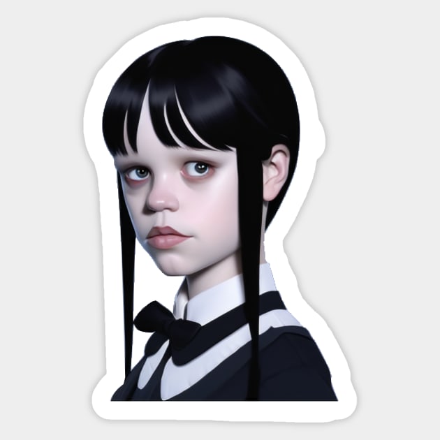 Wednesday Addams Cute - Wednesday - Sticker | TeePublic